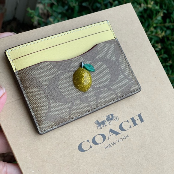 Coach | Bags | Coach Signature Khaki Slim Flat Mango Card Case | Poshmark